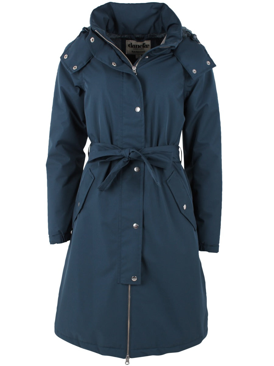 Danefae Winter Regenjas Dames Danebornholm Staal Blauw | Hipinderegen ...